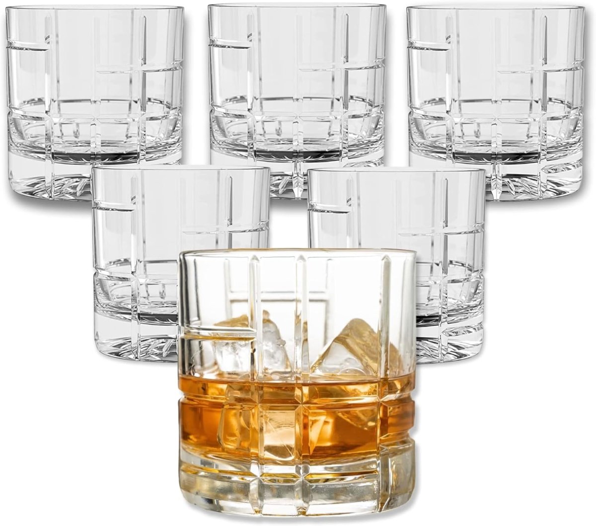 Premium Double Rocks Whiskey Glasses - Set of 6 Cocktail Glasses - 12o ...