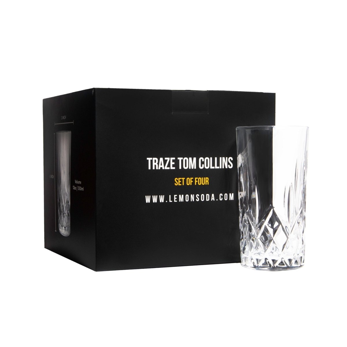 Tom Collins Drinking Glasses – Premium Water Glasses Set of 4 – 12Oz ...
